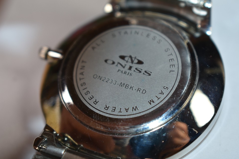 NEW! Oniss Men's Sweeper Stainless Steel Black Dial Men's Watch NEW ...