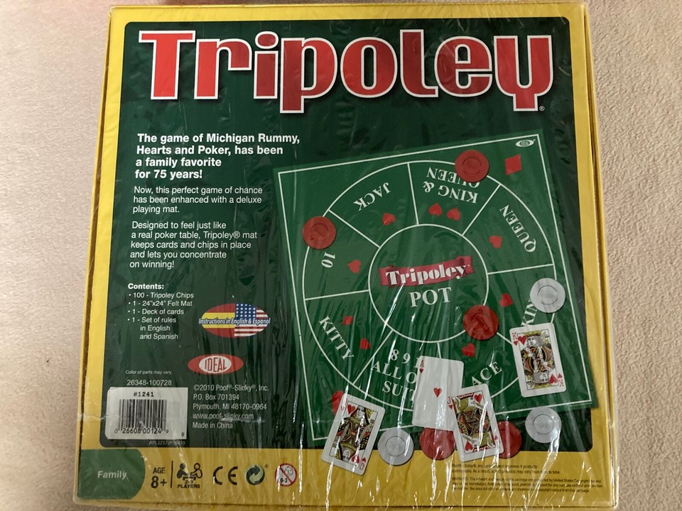 Tripoley Deluxe Mat Version Game Michigan Rummy, Hearts & Poker- New | eBay