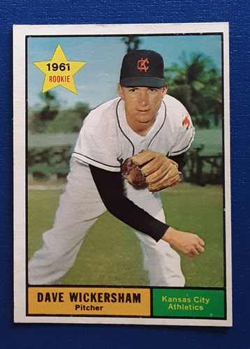 1961 Topps Baseball #381 Dave Wickersham - Kansas City Athletics - NM ...