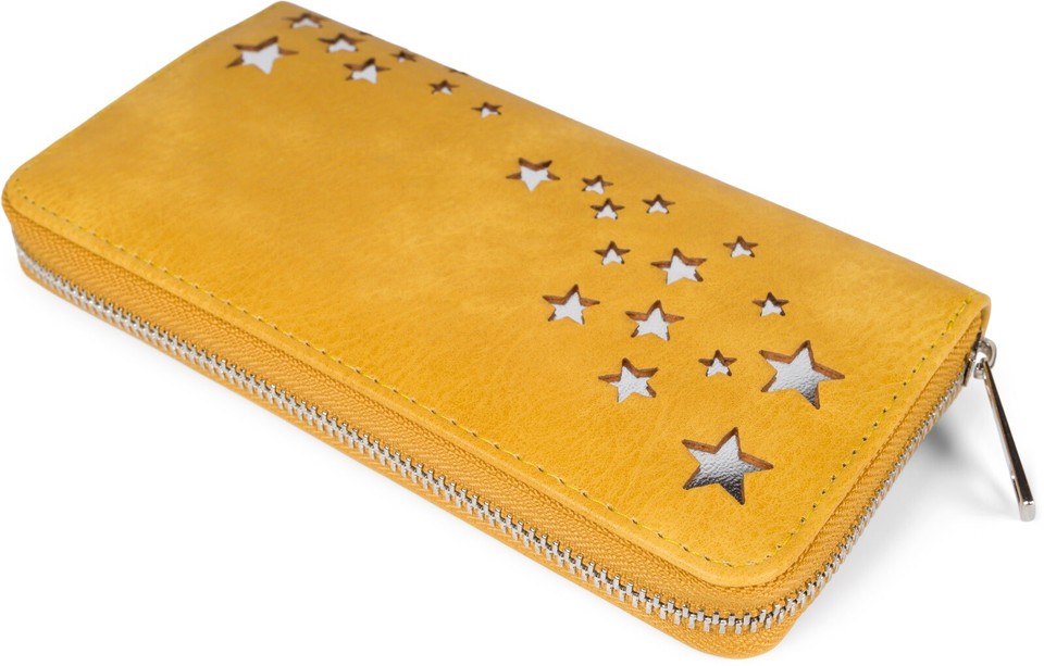 Damen Portemonnaie Metallic Stern Cut-Outs, Reißverschluss, Geldbörse ...