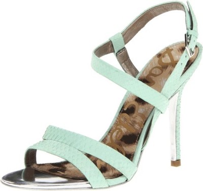Sam Edelman Abbott Heel Light Green Snake sandals strappy Shoes Leather ...