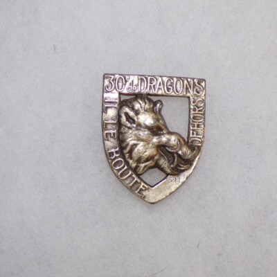 Vintage French Army 30th Dragoons Regiment Metal & Enamel Pocket Crest ...