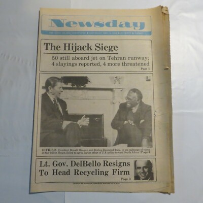 Newsday Long Island December 8 1984 Hijack Siege Tehran Reagan Tutu ...