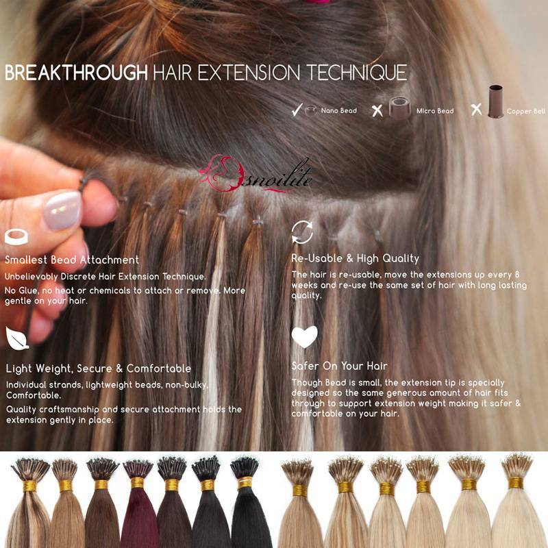 Invisible Rings Nano Rings 2.5mm Links Beads Tip 100 Real Human Hair ...