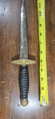 Military Edged Weapon Dagger with Brass Guard and Leather Wrapped ...