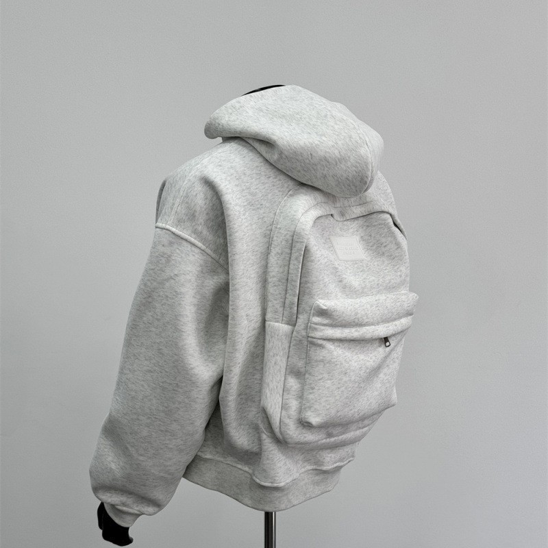 Men's Backpack Design Backpack Hoodie Outerwear Hooded Sweatshirt Long ...