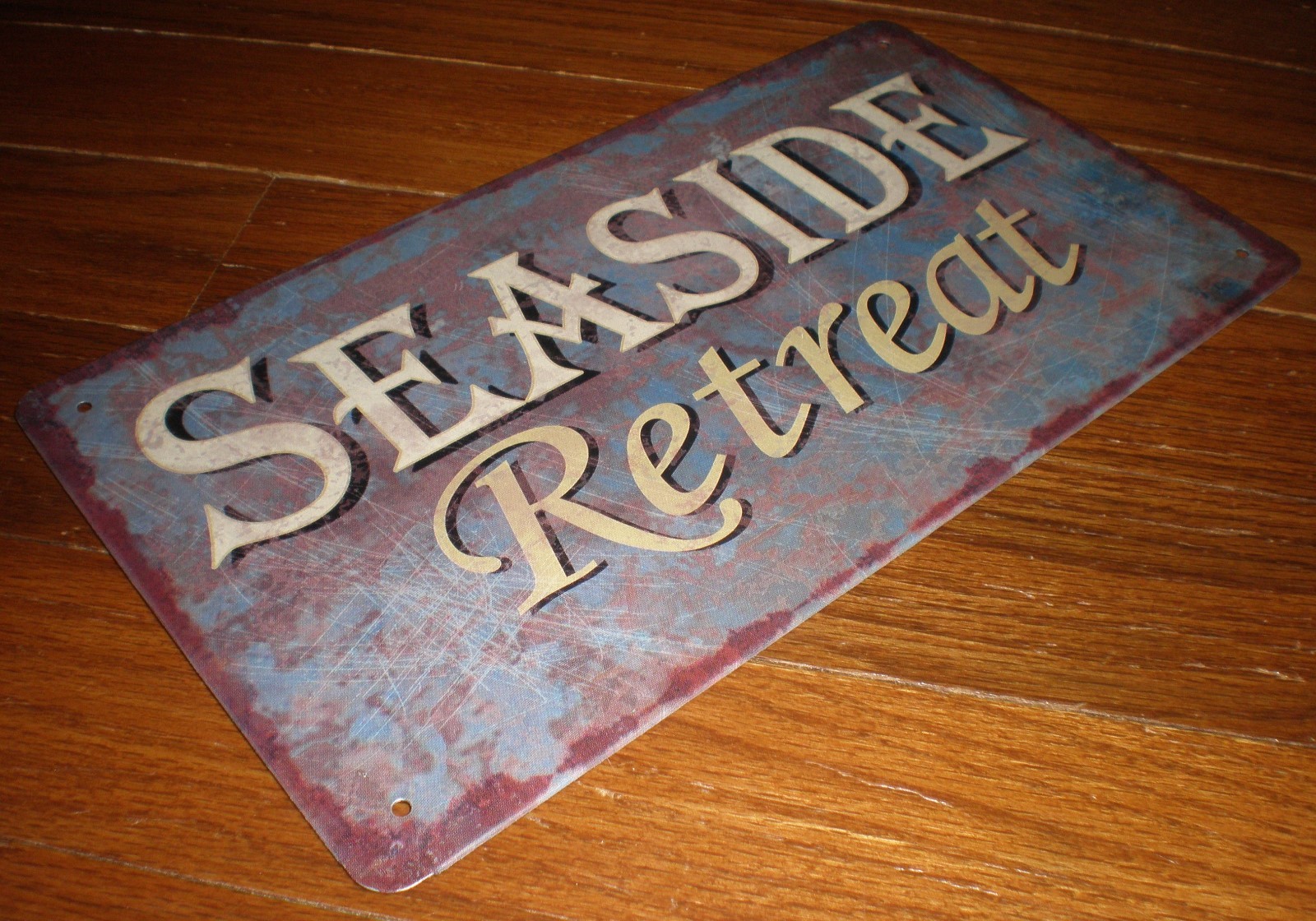SEASIDE RETREAT Tin Sign Weathered Look Beach House Tropical Nautical ...