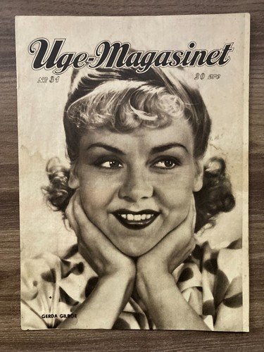 Gerda Gilboe Front Cover 1940s Complete Antique Danish Magazine "Uge ...