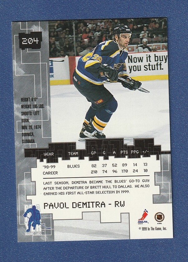 PAVOL DEMITRA 1999-00 BAP Millennium /25 PROMO All Star Fantasy Silver ...