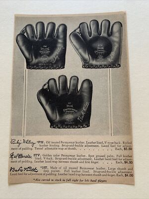 Spalding Gloves Babe Ruth & Lefty O'Doul Earle Combs Harder 1936 ...