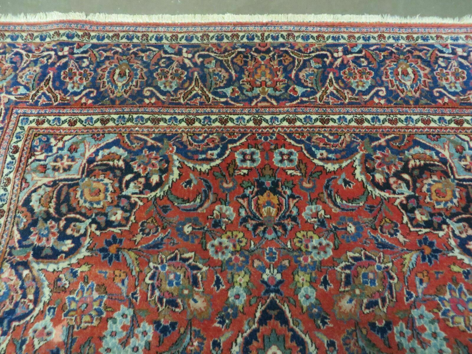Oriental Rug 4x7 Red Navy Blue Antique Vintage Hand Knotted Fine Wool ...