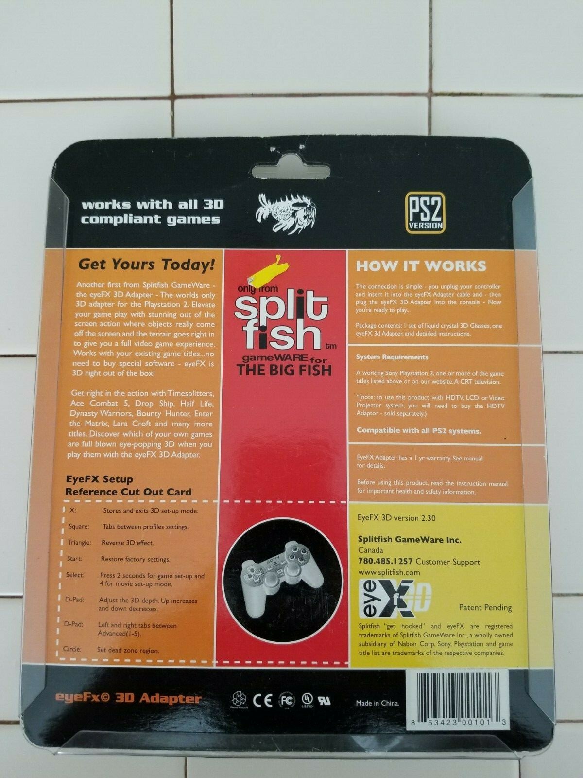 EXTREMELY RARE SplitFish eye FX 3D PS2 Playstation 2 includes glasses ...