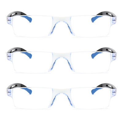3PK Rimless Unisex Anti Blue Light Reading Glasses Blue Tinted Reader ...