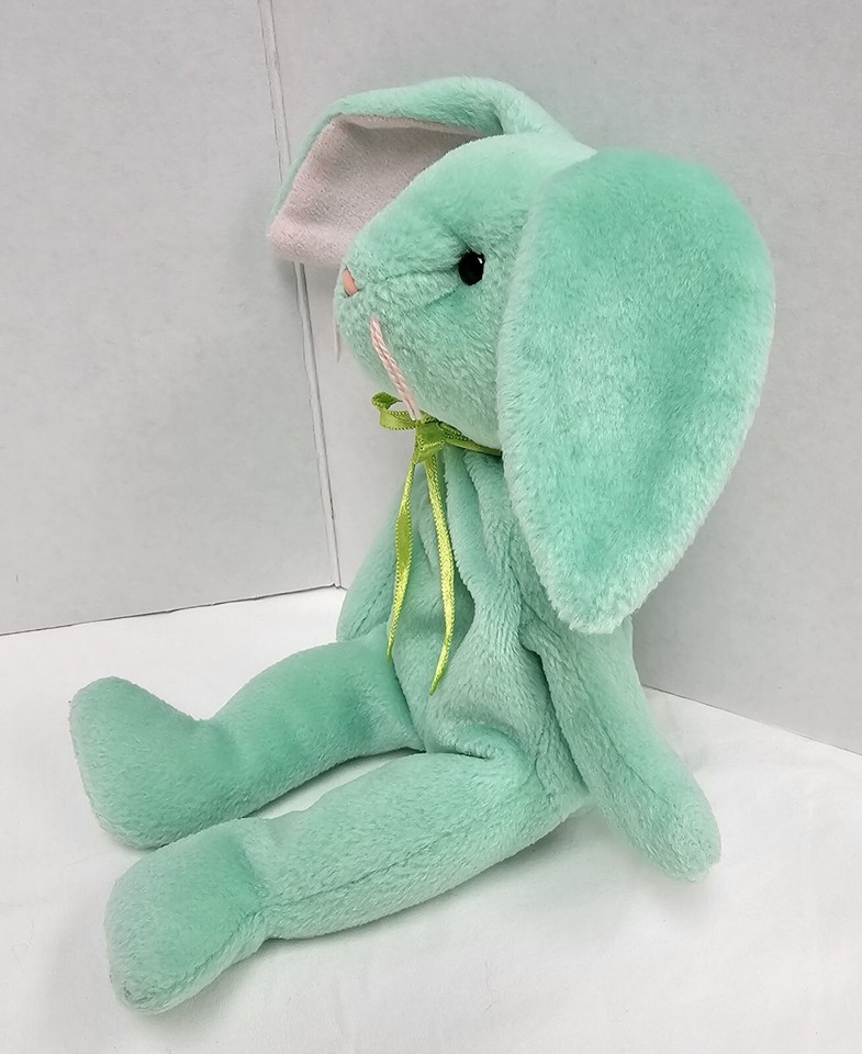 TY 1996 Beanie Baby HIPPITY The Bunny Rabbit Mint Green and Pink No ...