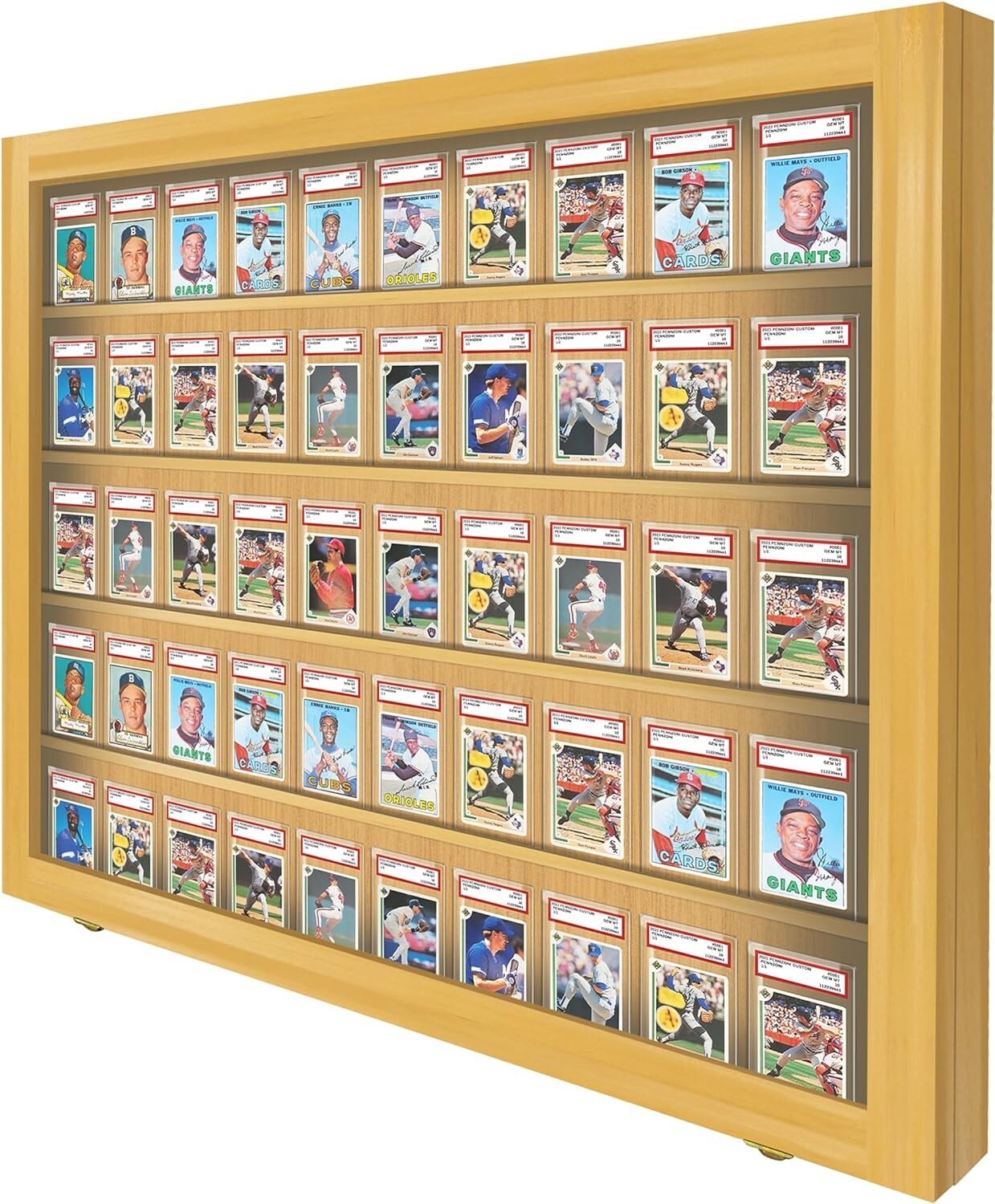 Graded Trading Card Display Case USA Made 55 Sport Oak Wood Baseball ...