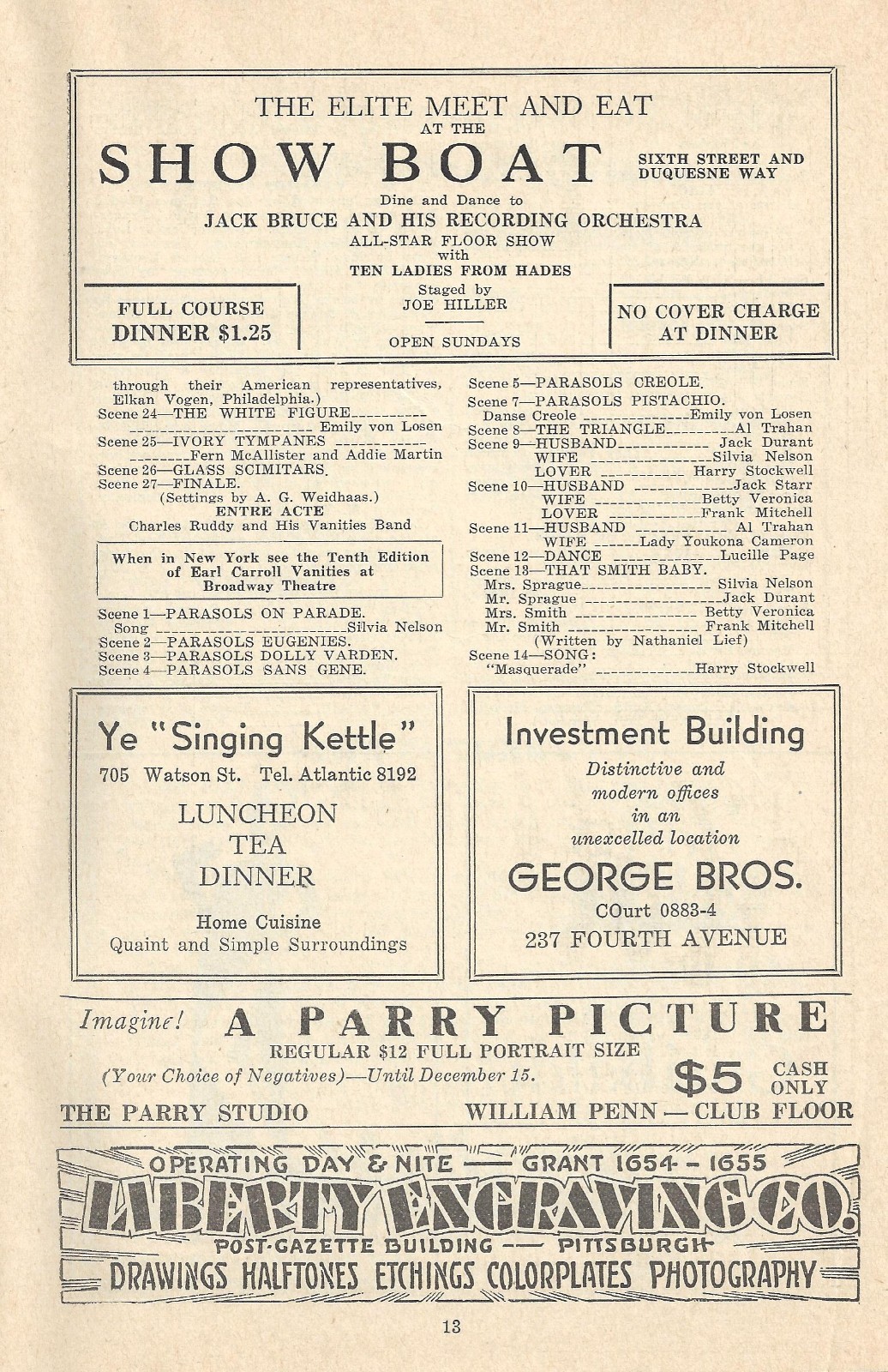 Jack Durant "EARL CARROLL VANITIES" Vincente Minnelli 1932 Pittsburgh ...