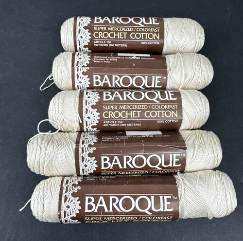 5 Skeins DMC BAROQUE Super Mercerized Colorfast Crochet Cotton Ecru ...