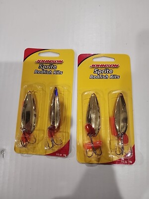 Lot Of 4 Johnson Sprite Redfish Kit Spoon Lures New in Sealed Packages ...