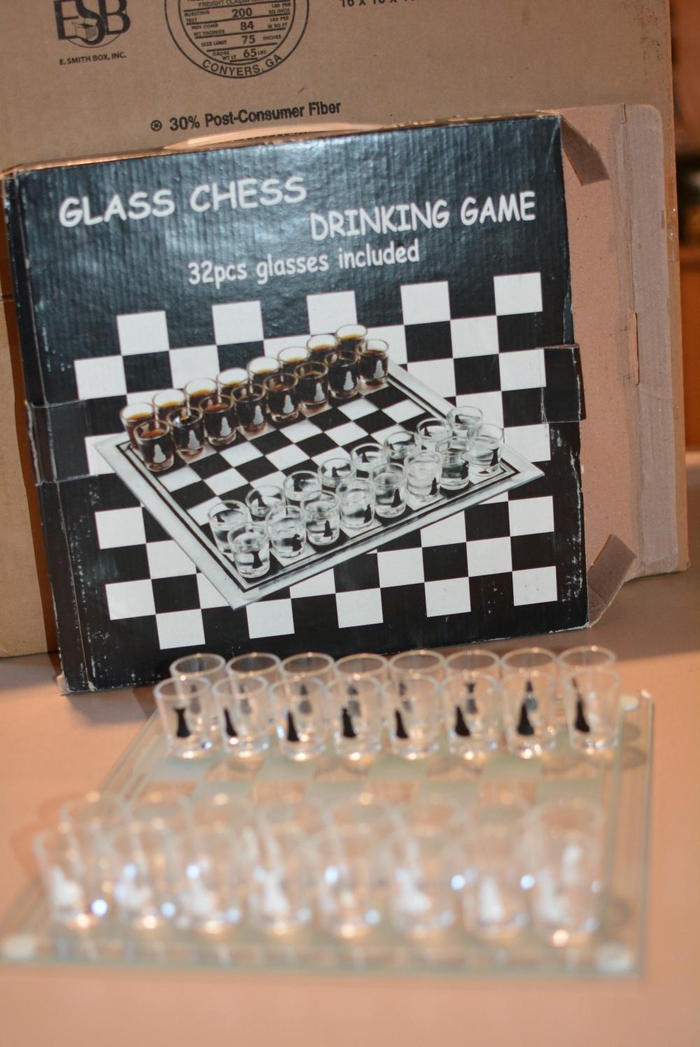 Shot GLASS CHESS DRINKING GAME 32 PCS GLASSES New Years Eve PARTY ...