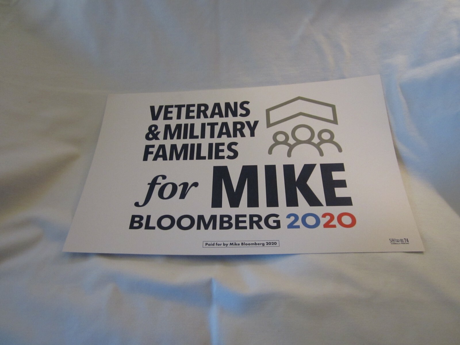 New Mike Bloomberg 2020 Campaign Sign - VETERANS for MIKE - 11" by 17 ...