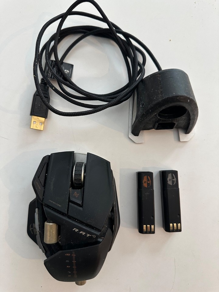 RARE! MAD CATZ RAT R.A.T. 9 WIRELESS GAMING MOUSE w/ Box, Accessories ...