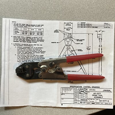 Raychem AD-1377 22-16 AWG Commercial Grade Butt Splices Crimper Tool ...