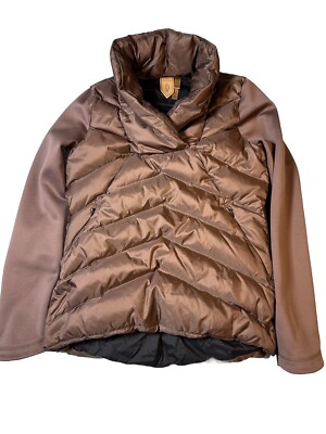 INDYGENA Womens S Brown Down Puffer Sweater Jacket Side Zip | eBay
