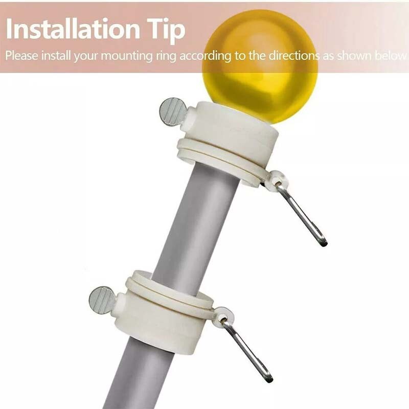 2x Flag Fixing Rings Hooks Flagpole Snap Clips Flag Pole Attachment ...