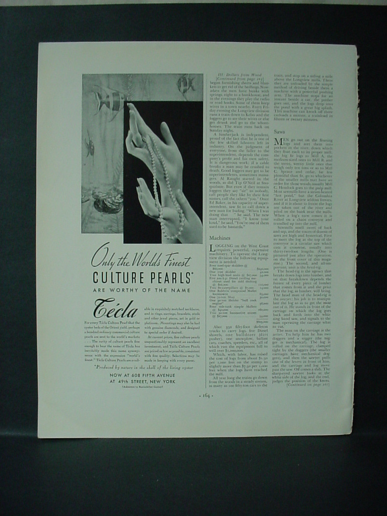 1934 Tecla Culture Pearls Jewelry Vintage Print Ad 11625 | eBay