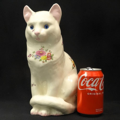 Large Plichta Bovey Tracey Wemyss Glass Eyes Cat Figure 11" 1930-50's ...