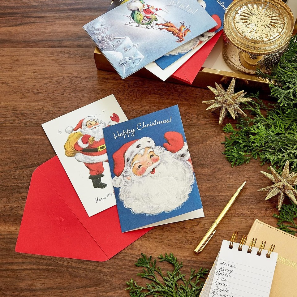 Hallmark Boxed Christmas Cards, Vintage Santa Claus 4 Designs, 12 Cards ...