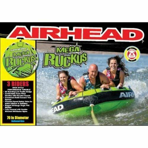Airhead Mega Ruckus 3-Person Rider Inflatable Towable Boat 70" Deck ...