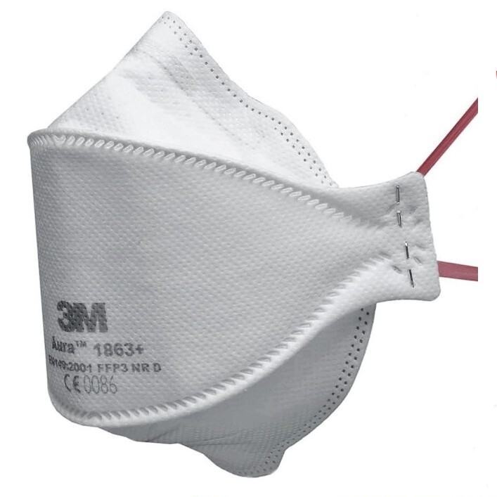 3M Aura 1863 FFP3 Type IIR Respirator Face Mask - White for sale online ...