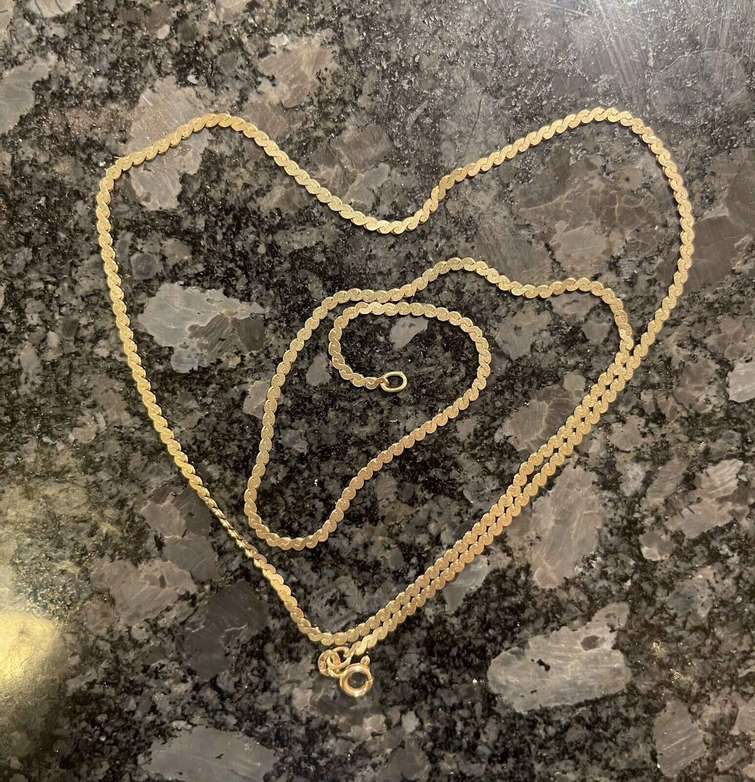 Solid 14k Yellow Gold Serpentine Chain Italy Necklace… - Gem