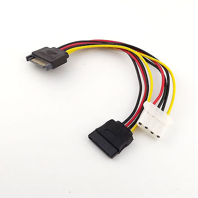 1pc 15 Pin SATA to Molex 4 Pin + 15Pin Serial Hard Drive HDD Power ...