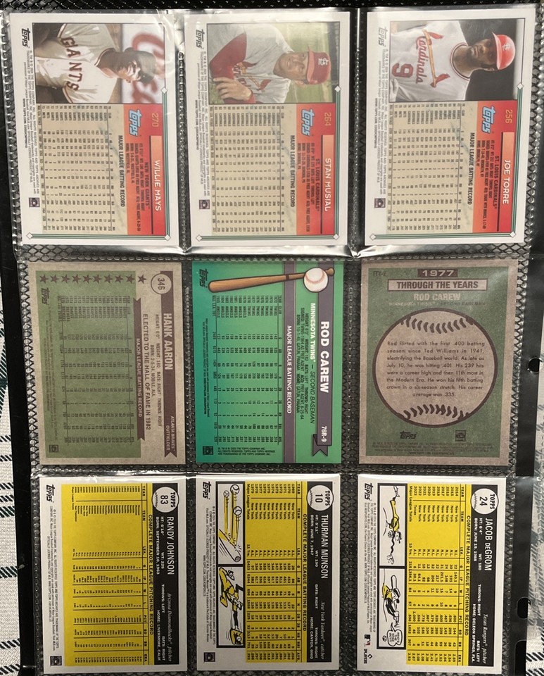 Lot Of 9 2025 Topps Archives Cards NM All VTG Stars Carew,Mays,Musial ...