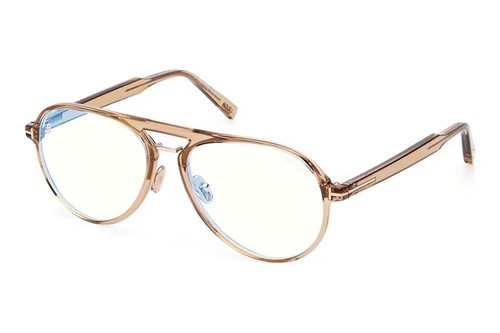Tom Ford FT 5981 B 045 Shiny Light Brown Blue Block Lens 57mm ...