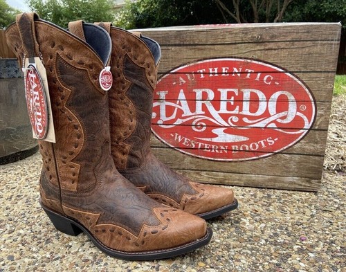 NEW Men's Authentic Laredo Ronnie Rust Brown Leather Western Cowboy ...