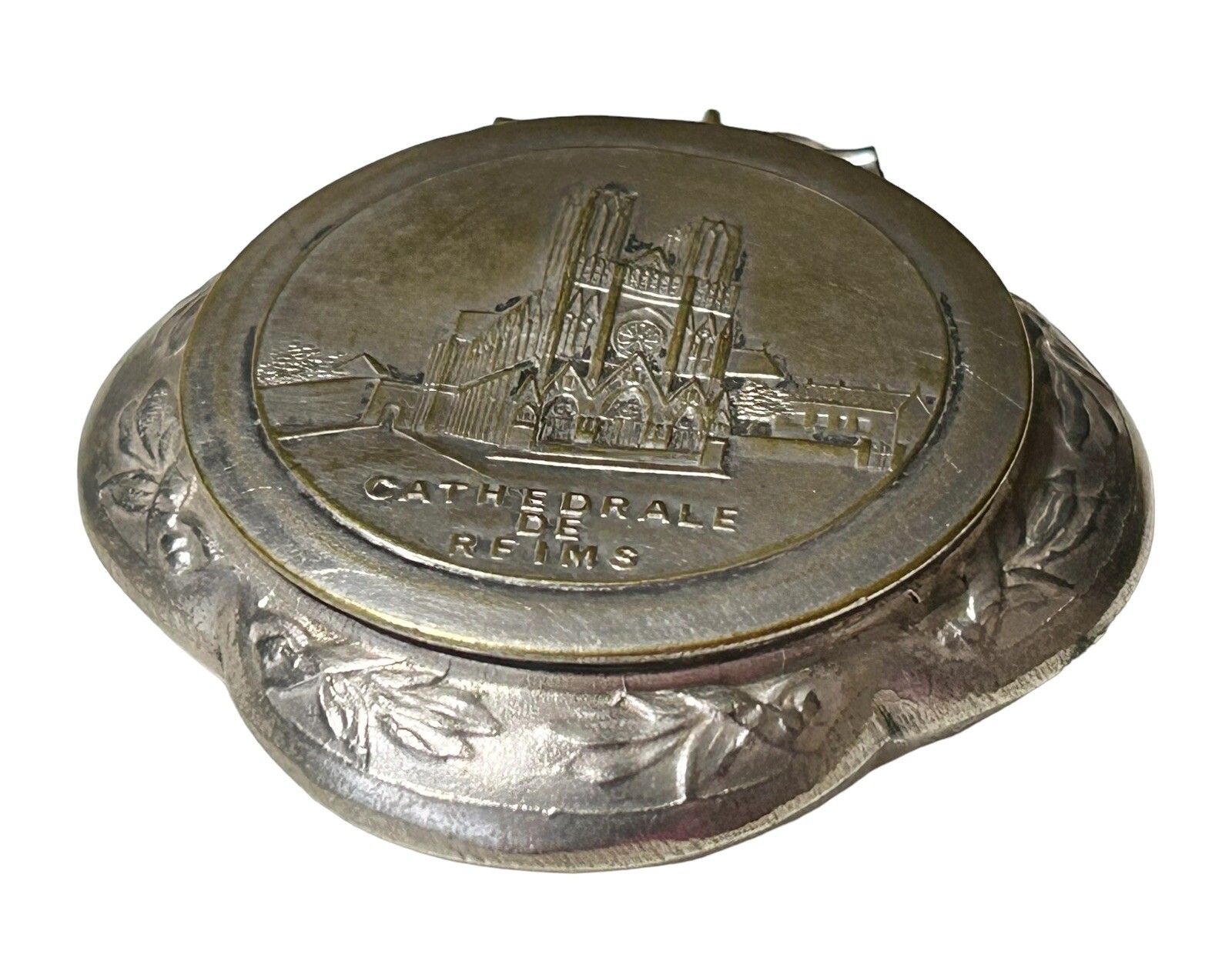 Reims Cathedral French Powder Compact Mirror Pendant Paris Souvenir ...