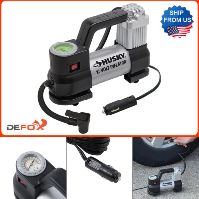 Husky Tire AIR COMPRESSOR INFLATOR 12 Volt Lighter Power Portable Auto ...