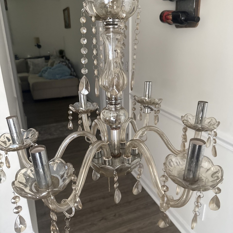 100% original Rare VTG crystal 5 Arm Chandelier, Works! Never ...