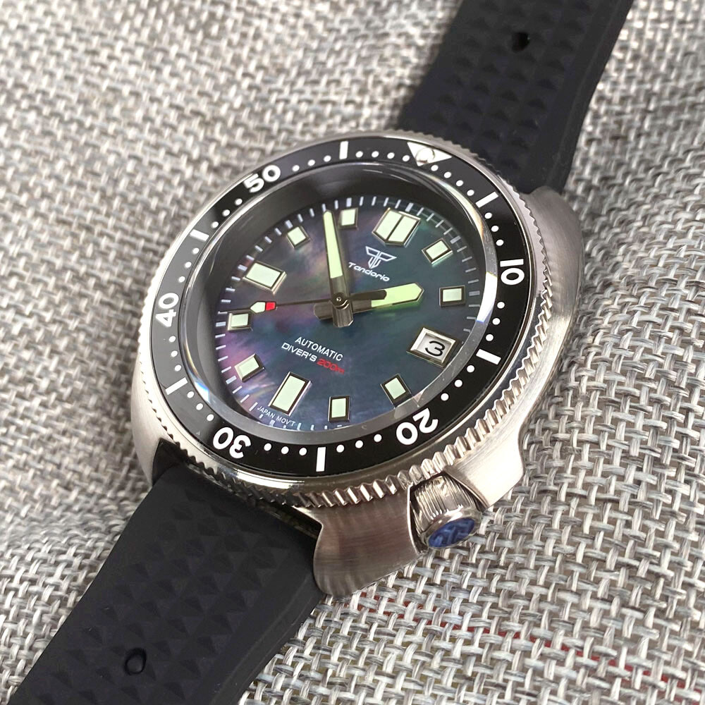20ATM 44mm Tandorio Black Shell Dial Automatic NH35A Mens Watch ...