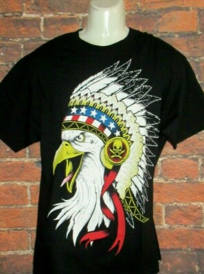 MENS FATAL CREW EAGLE HEADDRESS BLACK T-SHIRT SIZE L | eBay