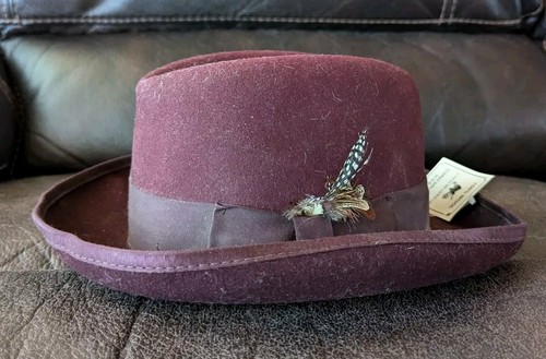 Capas Design Godfather Hat Cap Leather Band Burgundy Deep Purple 100% ...