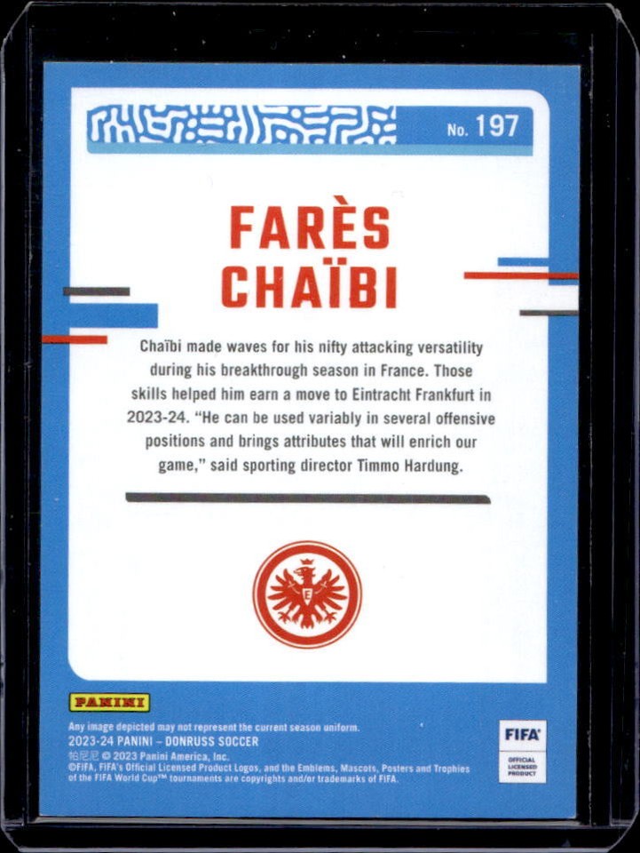 2023-24 Donruss FIFA Fares Chaibi Teal Rated Rookie RC #009/199 ...