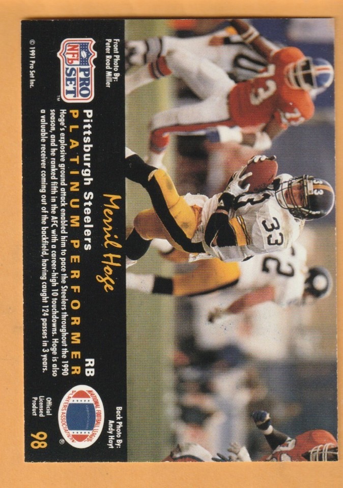 Merril Hoge Pittsburgh Steelers AUTO Signed 1991 Pro Set Platinum Idaho ...