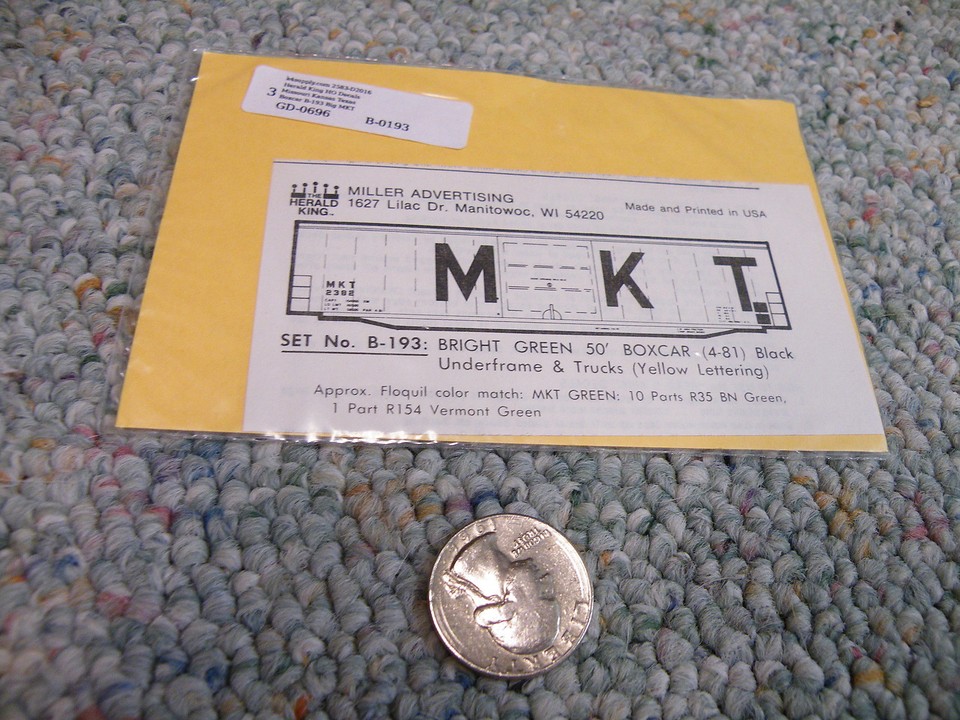 Herald King decals HO B-193 MKT Missouri Kansas Tecas bright green 50 ...
