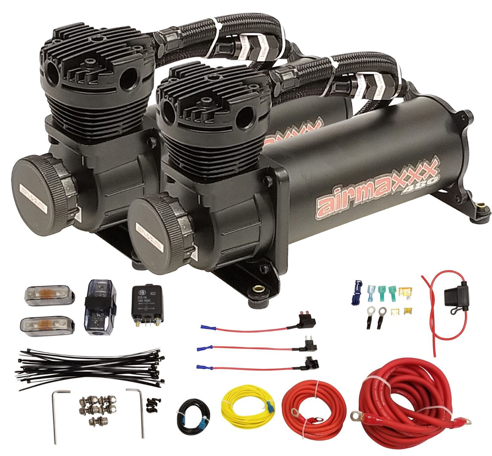 airmaxxx 480 Black Compressor Tank 3/8 200 psi Complete Air Ride ...