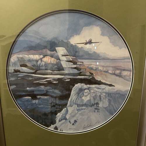 1986 Leon Basler Signed & Numbered Print - B-52 Bomber Over Mount ...