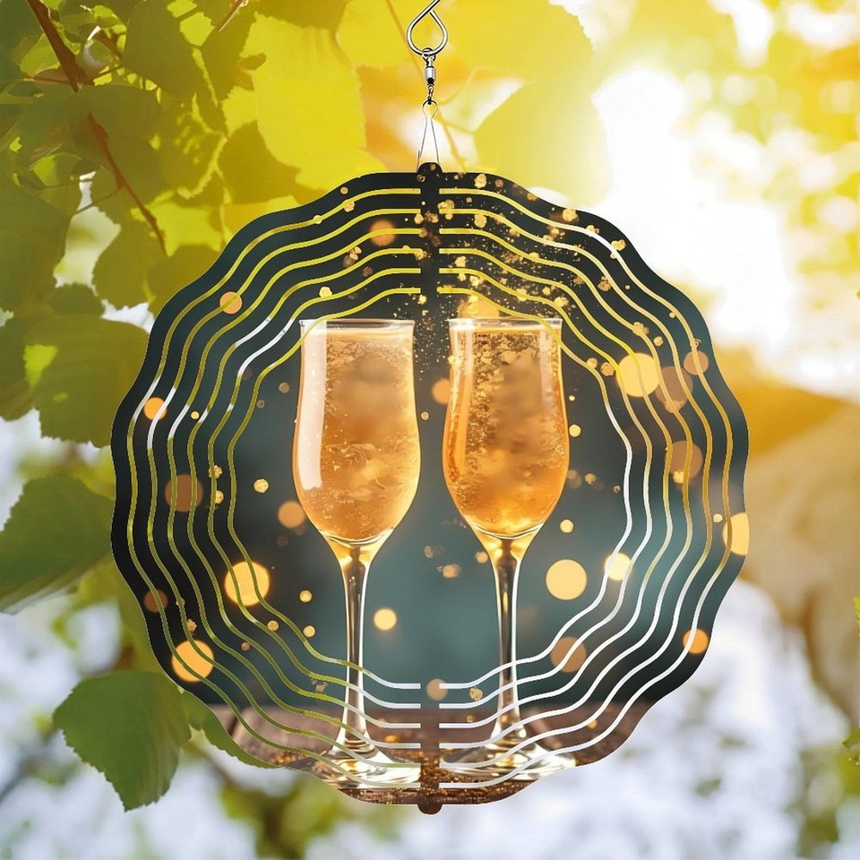 3D Metal Hanging Wind Spinners with Ripple Pattern Design - Elegant ...